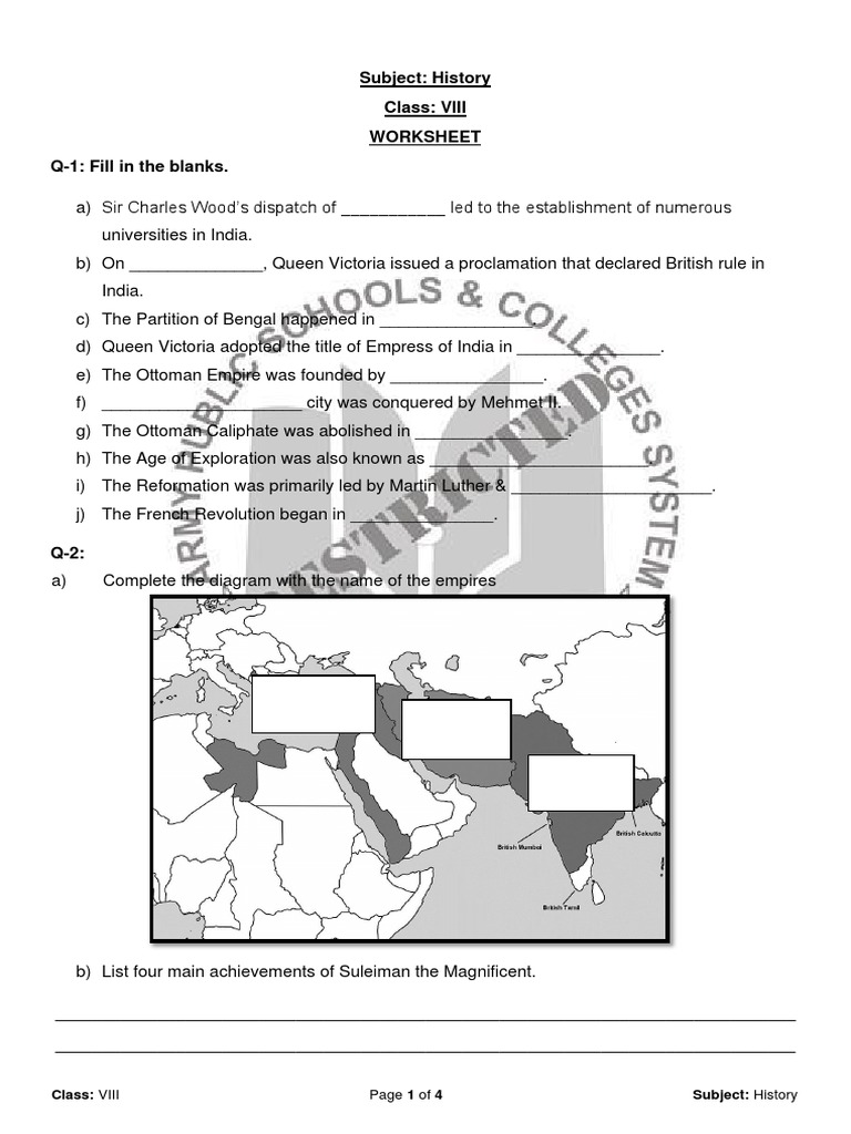 A Comprehensive Worksheet on Key Events, People, and Concepts from the ...
