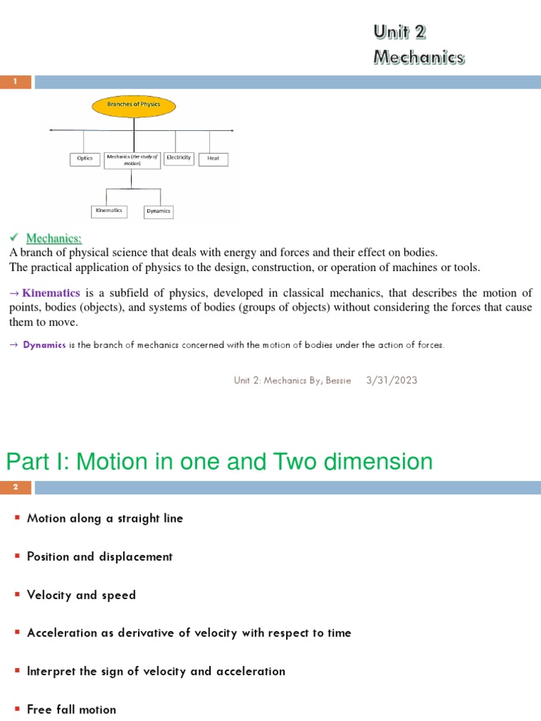 Unit 2 (Part I) General Physics | PDF | Acceleration | Velocity
