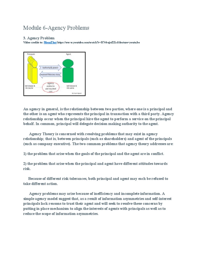 Module 6 Agency Problems | Download Free PDF | Incentive | Economies