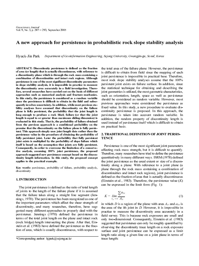A New Approach For Persistence in Probabilistic Rock Slope Stability ...