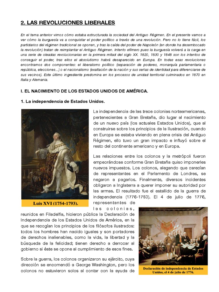 Tema 2. Las Revoluciones Liberales | PDF | Primer imperio francés | Napoleón