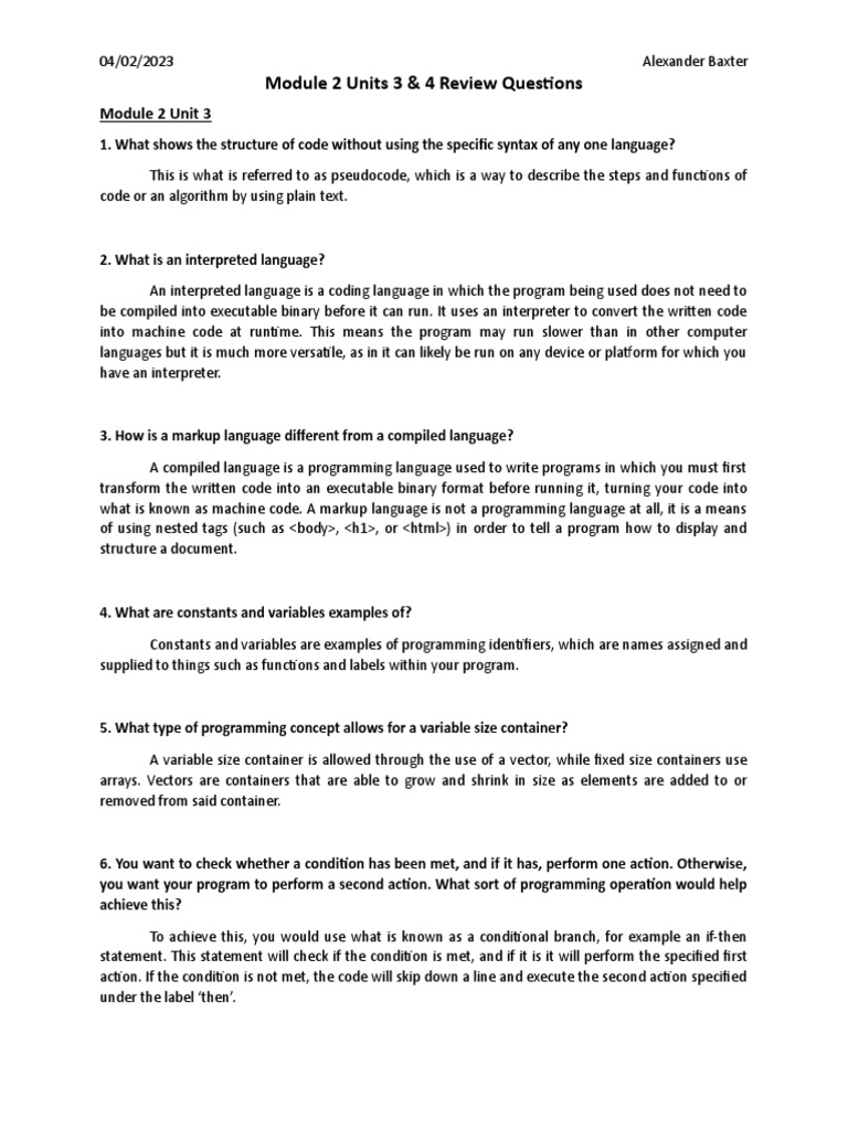 Programming & Database Concepts Review | PDF | Relational Database ...