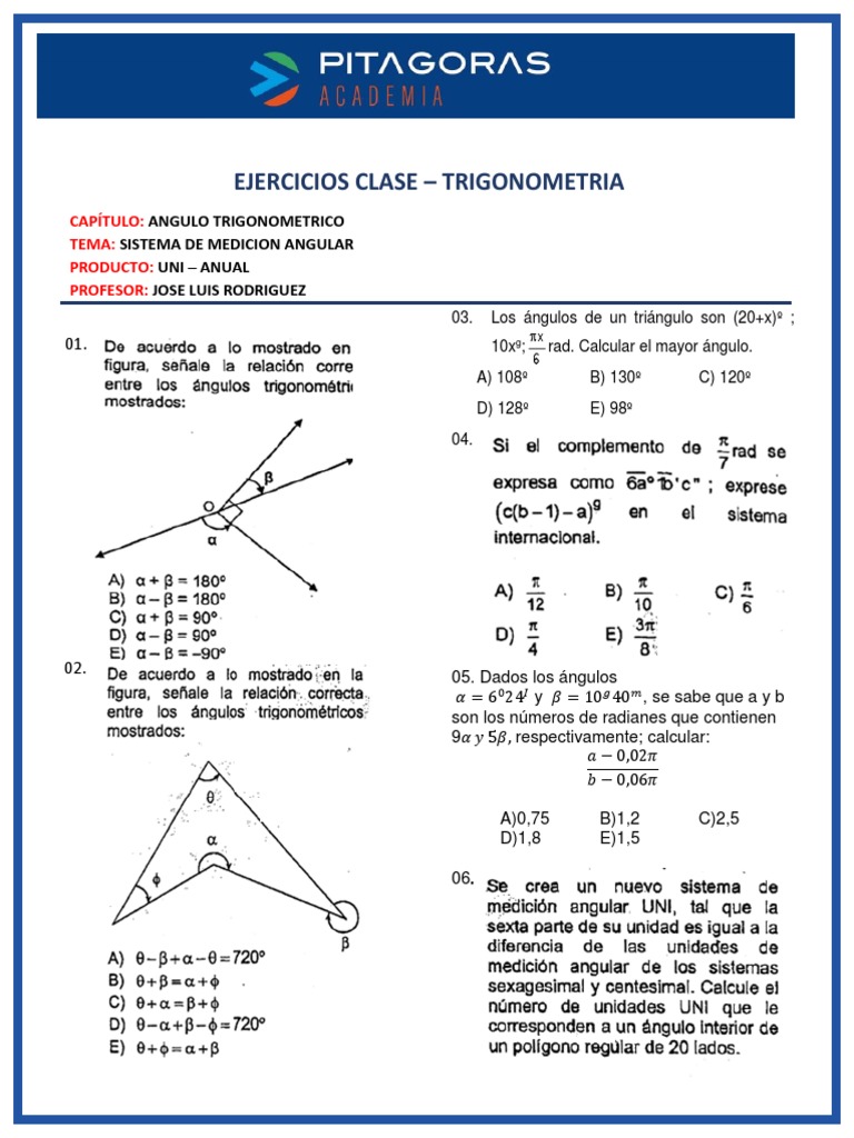 Trigo (Angulo Trigonometrico) | PDF