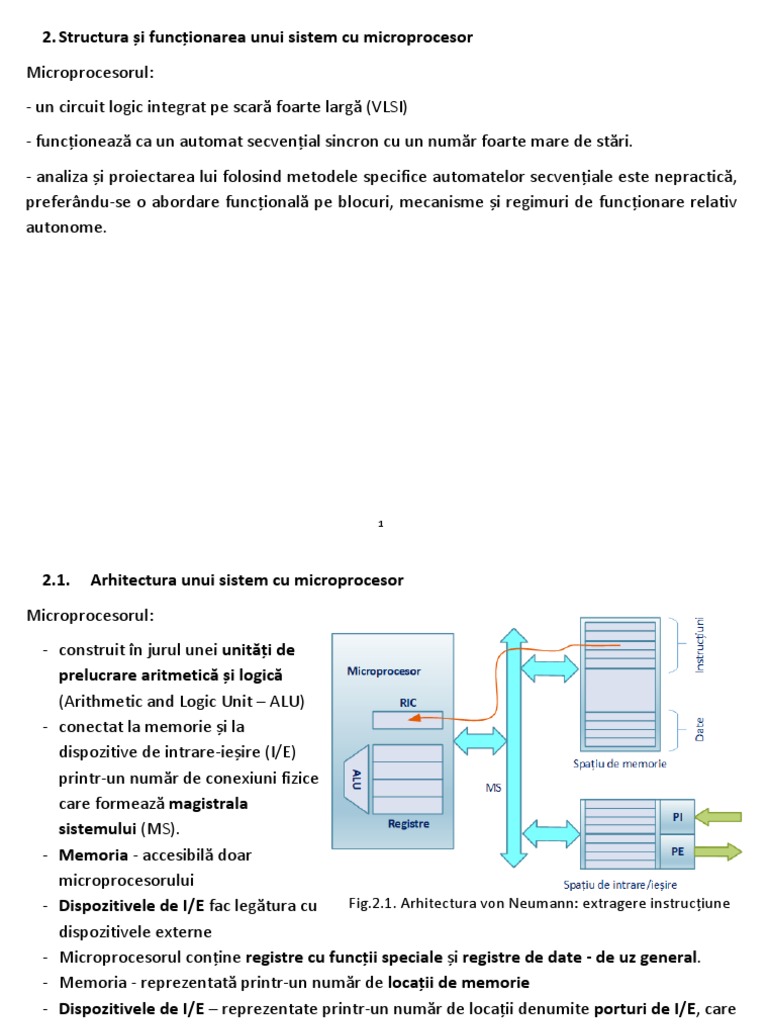 2. Structura si functionarea unui sistem cu microprocesor | PDF