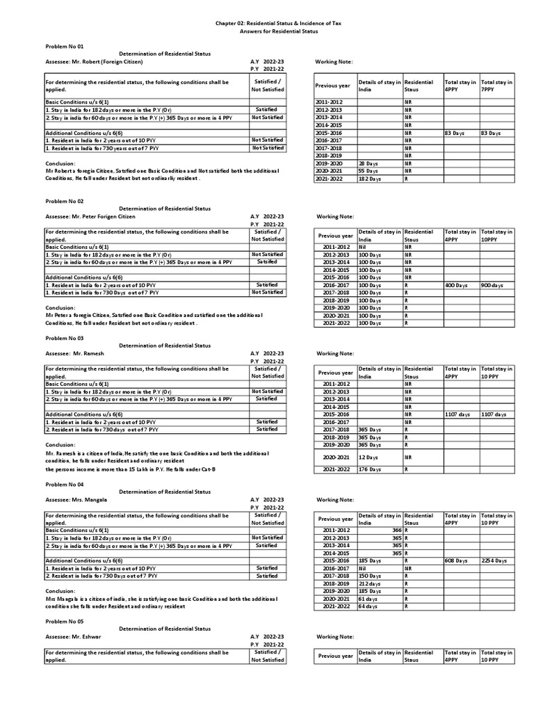 Residential Status-Answers | PDF