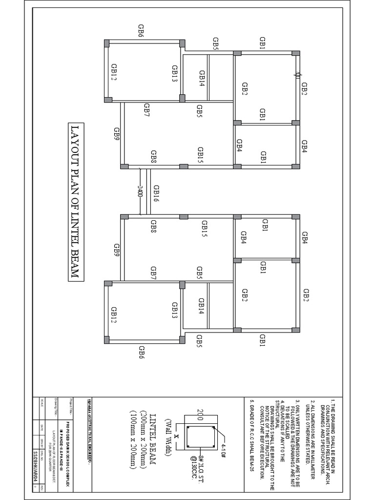 Layout Plan of Lintel Beam | PDF