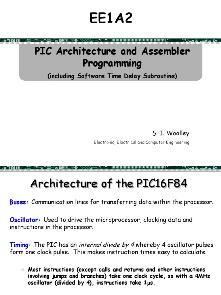 Pic Architecture And Assembler Programming Including Software Time Delay Subroutine Pdf