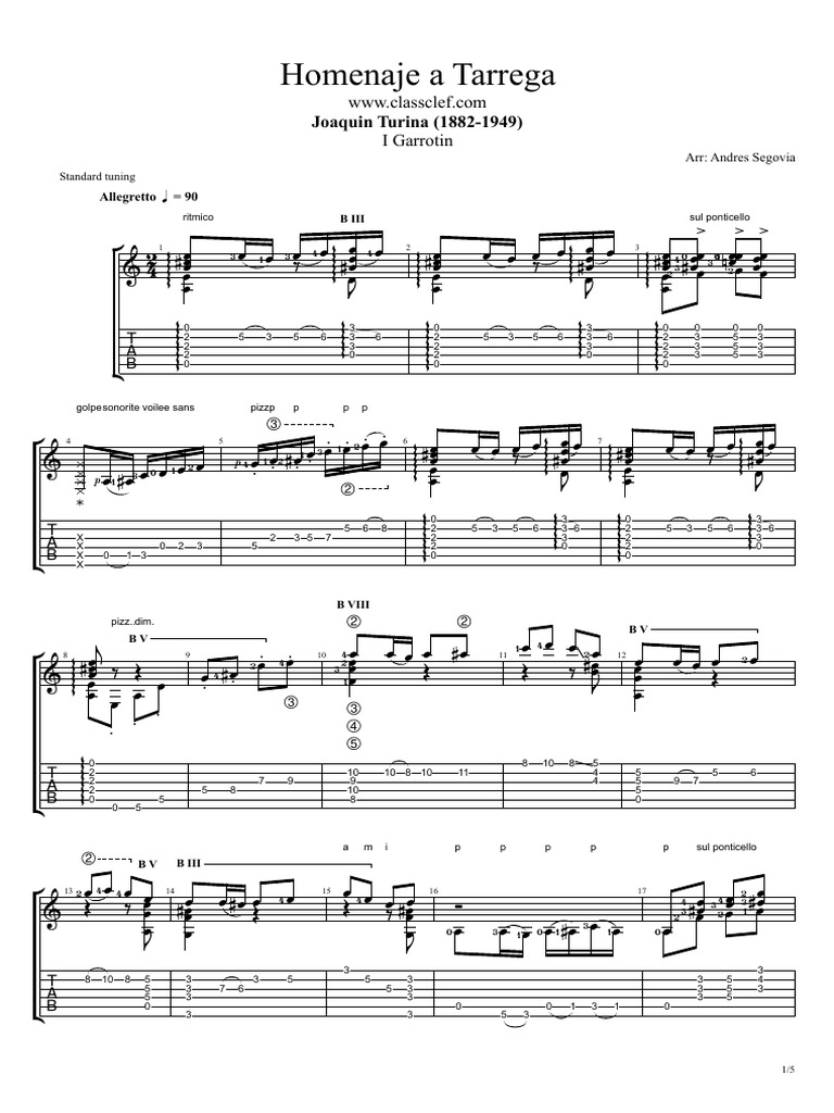 Hommage A Tarrega 1 Garrotin by Joaquin Turina | PDF