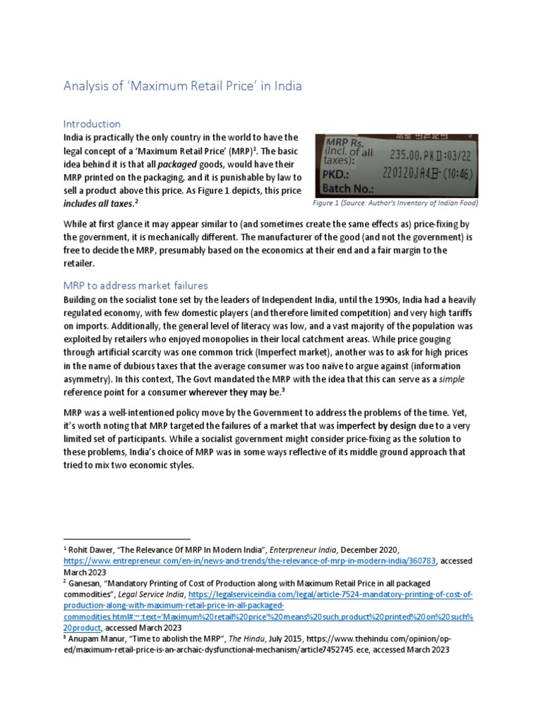AshutoshM Policy Analysis - Maximum Retail Price in India | PDF ...