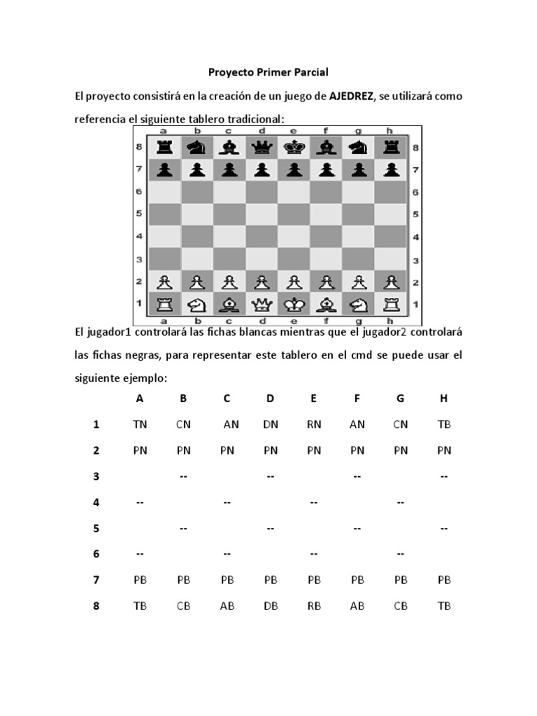 Proyecto Programación Primer Parcial AJEDREZ | PDF | Juegos competitivos | Juegos de mesa