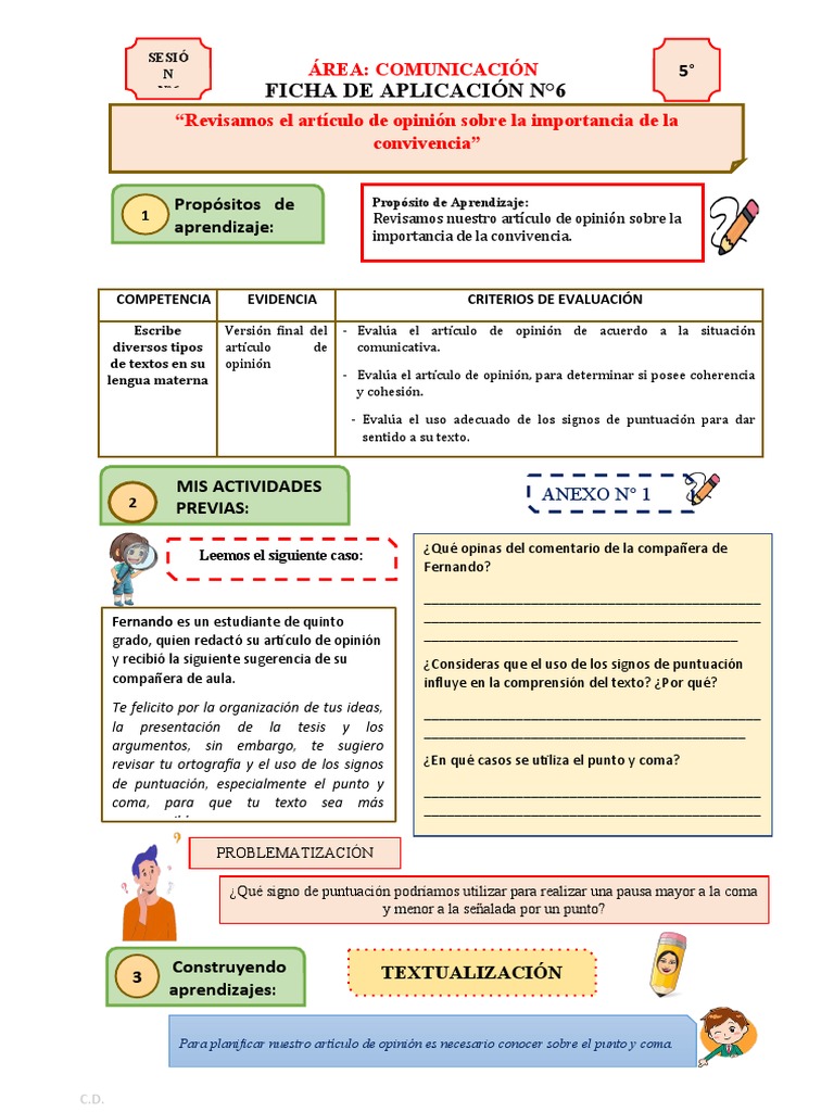 5° Ficha de Aplicación-Sesión6-Sem.3-Exp.1-Comu | PDF | Coma
