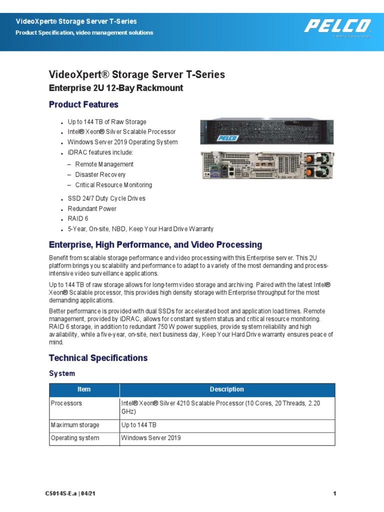 C5014S-E.a VxStorageServer T-Series SpecSheet 042021 | PDF | Solid State Drive | Computer Data ...