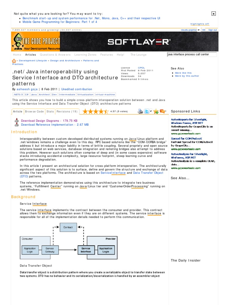 Java Interoperability Using Service Interface And Dto Architecture Patterns Code Project Pdf 3208
