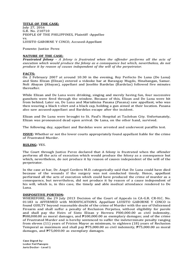 Gaborne's Frustrated Murder Case Summary | PDF | Mystery, Thriller ...