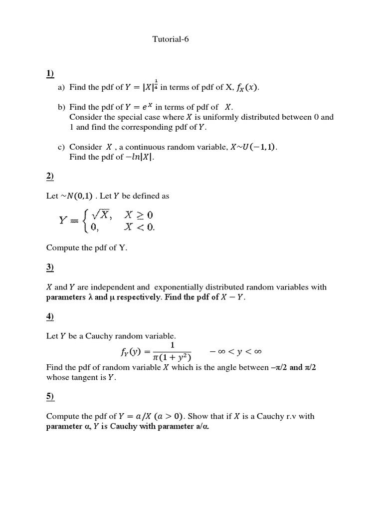 Tutorial 6 | PDF | Probability Density Function | Probability