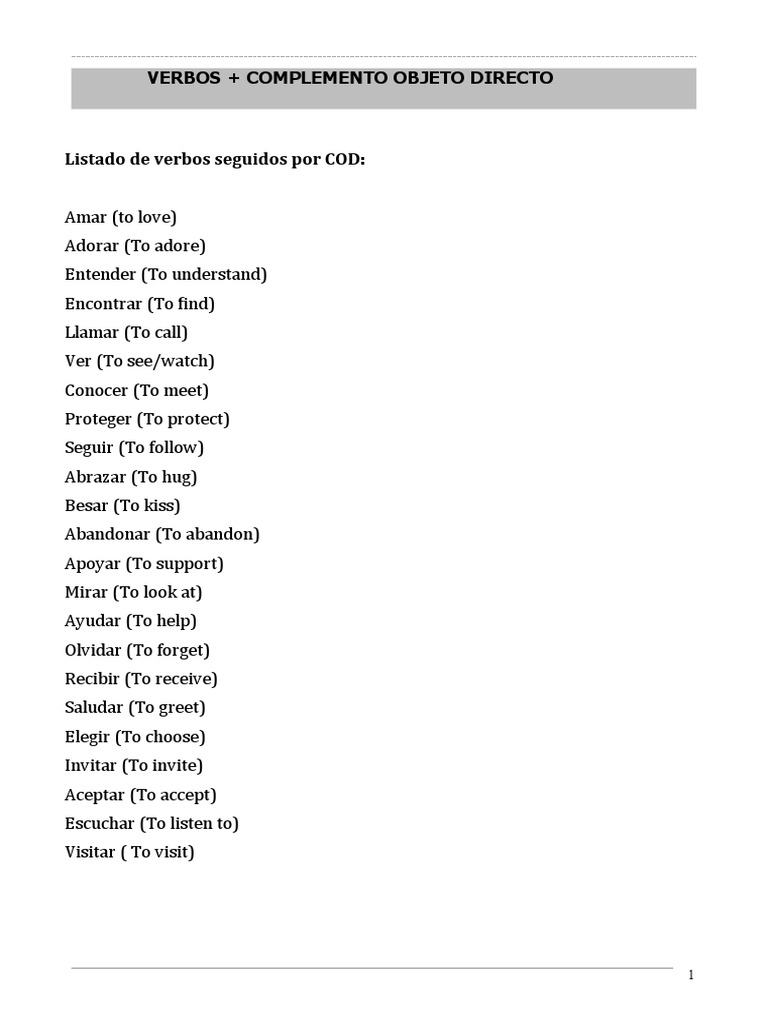 Verbos + Pronombres COD y COI | PDF