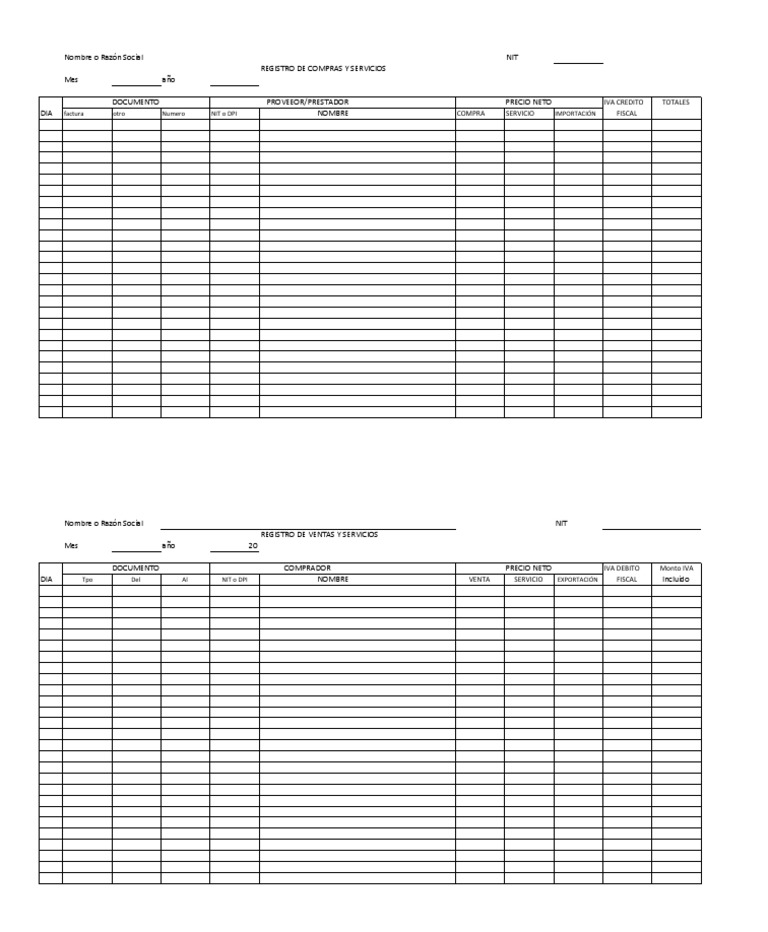 Formato de Libro de Compras y Ventas | PDF