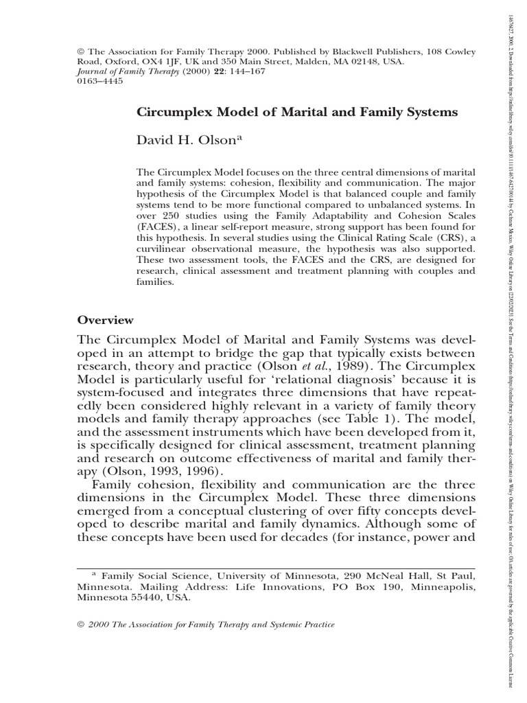 Circumplex Model of Marital and Family Systems: David H. Olson | PDF ...