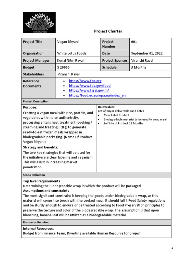 1 Project Charter | PDF | Packaging And Labeling | Biodegradation
