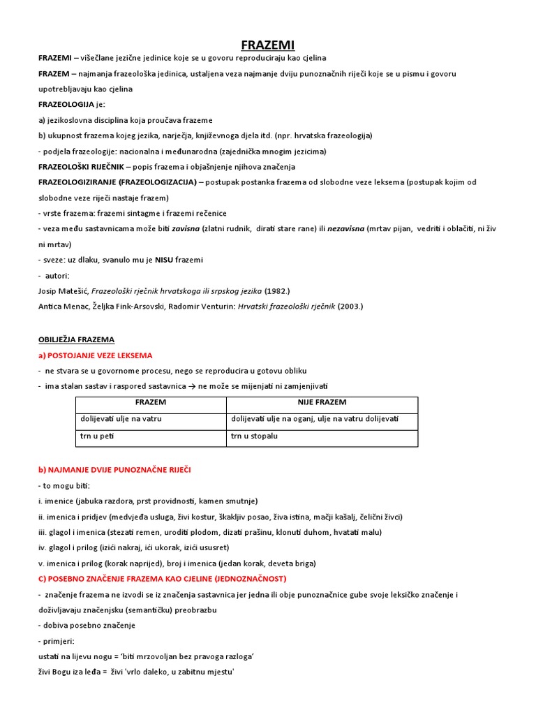 Skripta - Frazemi | PDF