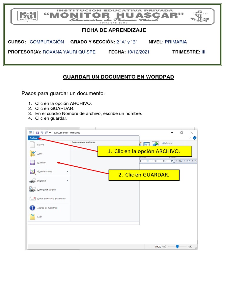 Guardar Un Documento en Wordpad 2B | PDF