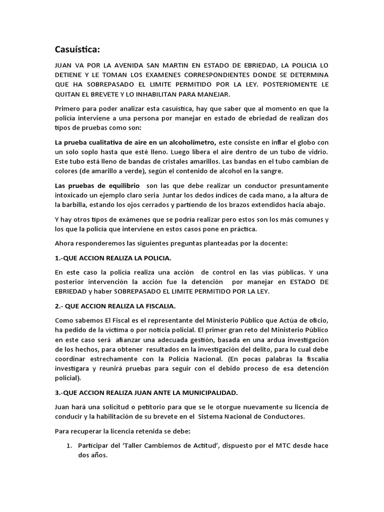 Proceso Legal por Manejo Ebrio en Perú | PDF | Policía | Fiscal