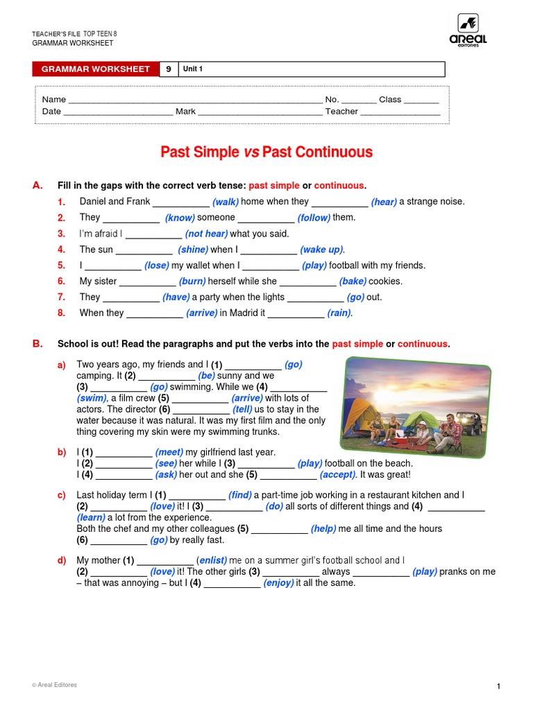 Past Simple Vs Past Continuous - Ficha | PDF