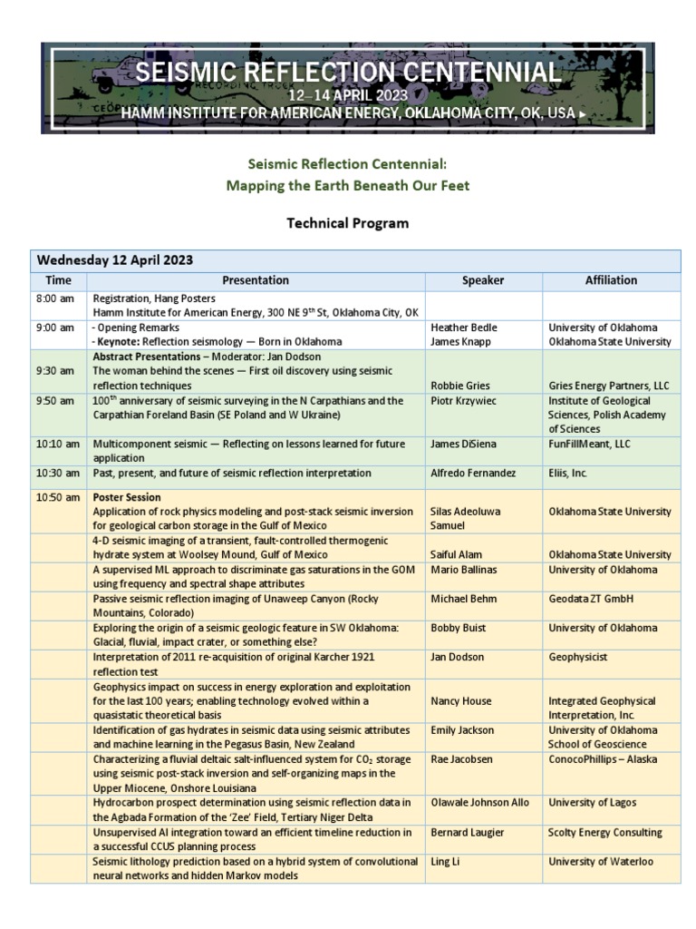 Seismic Reflection Centennial 2023 Program R3 | Download Free PDF | Reflection Seismology ...