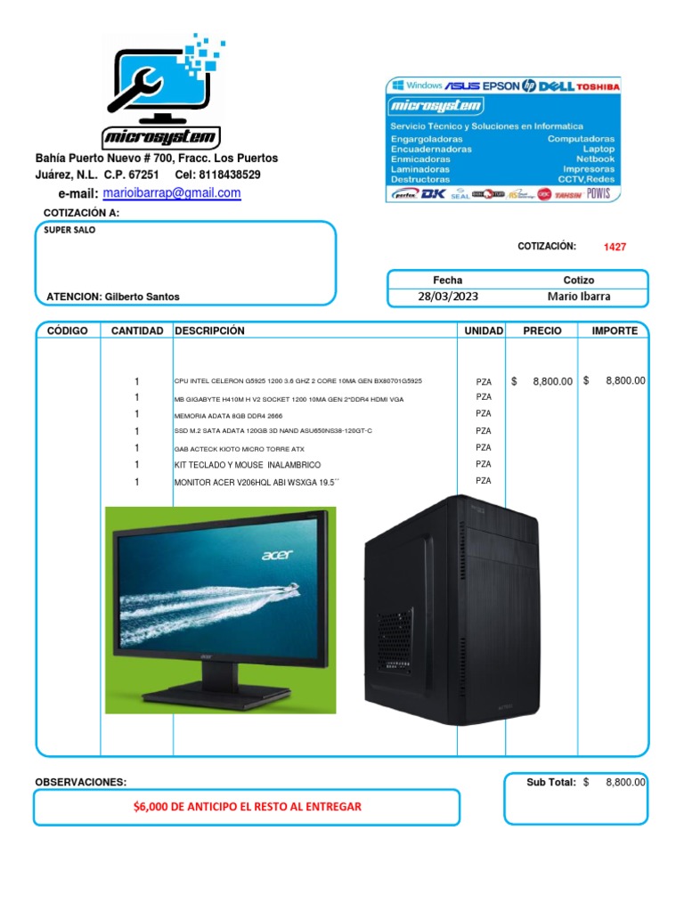 Super Salo Cotizacion # 1427 | PDF