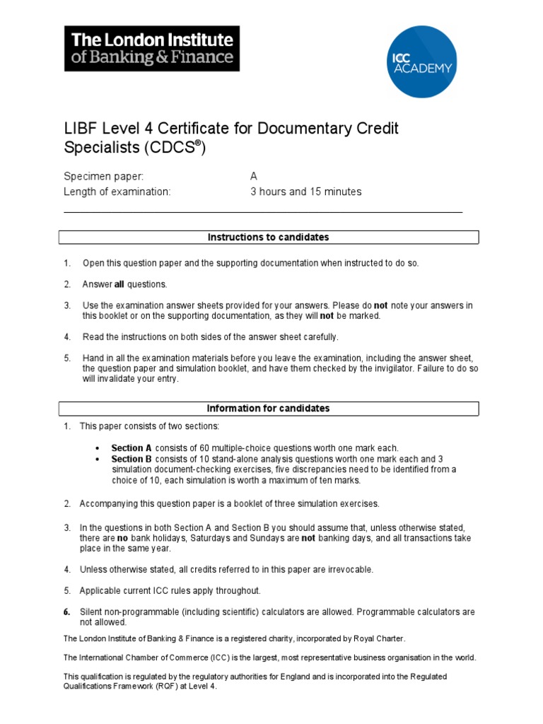 LIBF Level 4 Certificate For Documentary Credit Specialists (CDCS ...