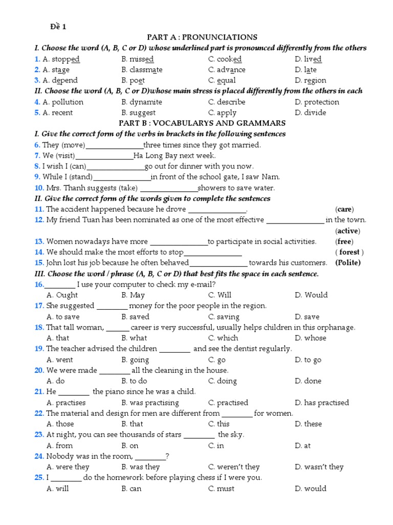 English Language Practice Test | PDF
