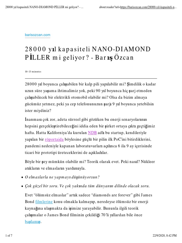 Yıl Kapasiteli NANO-DIAMOND PİLLER Mi Geliyor - Barış Özcan | PDF