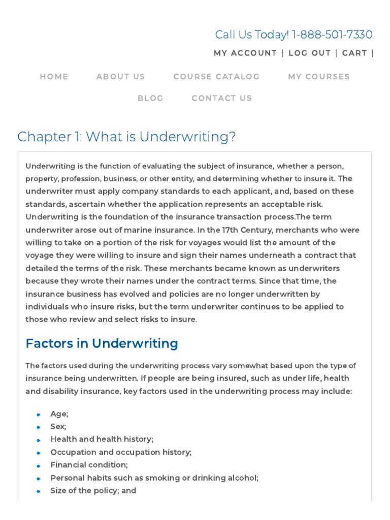 Chapter 1 - What Is Underwriting | PDF