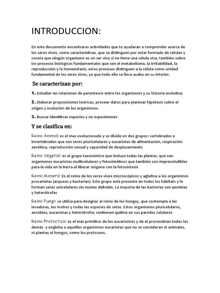 Introduccion - Seres Vivos | PDF