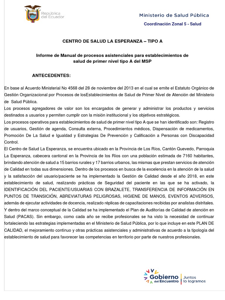 Manual de Procesos | PDF | Calidad (comercial) | Historial médico