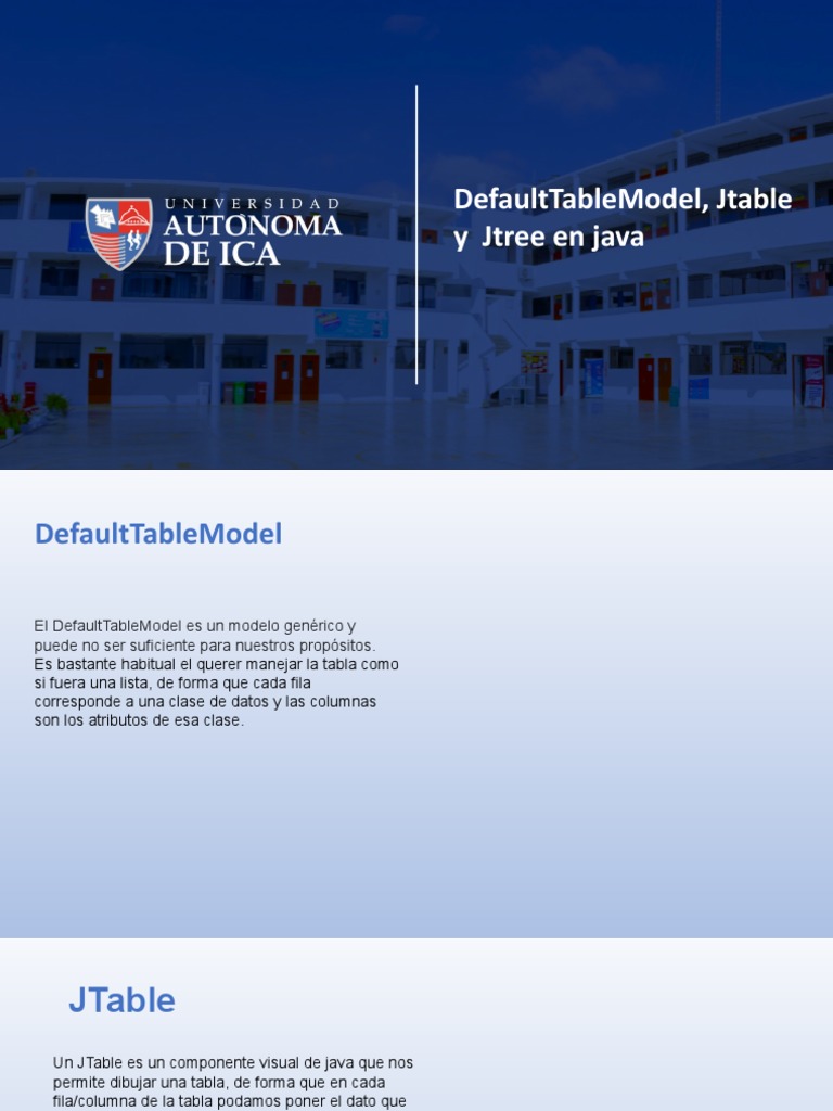 DefaultTableModel, Jtable y Jtree en Java Expo 3 Programacion | PDF