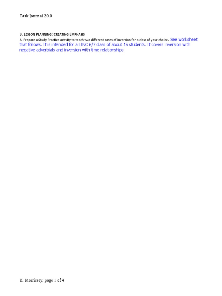 Inversion Emphasis Lesson Plan | PDF