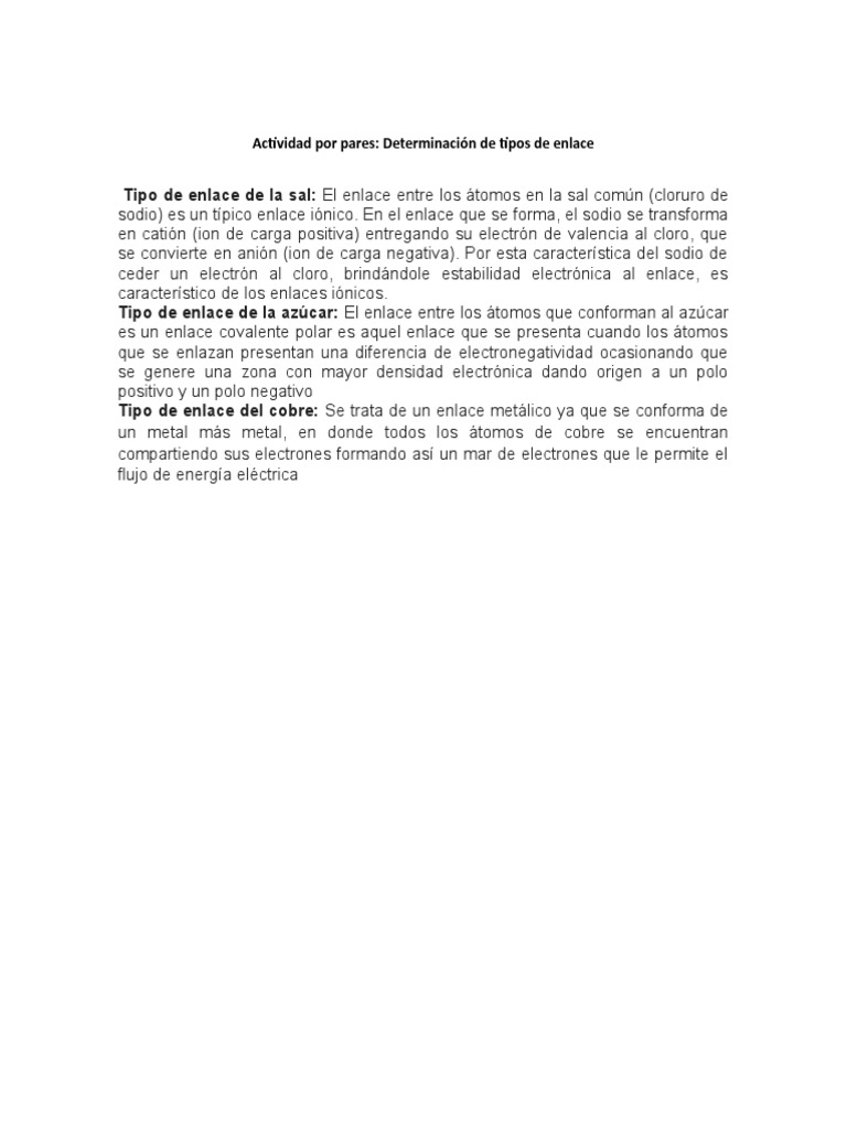 4 Actividad. Tipos de Enlace | PDF 4 Actividad. Tipos de Enlace | PDF