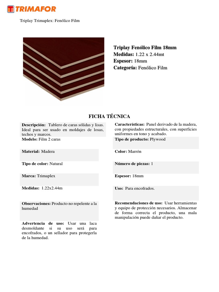 Triplay Trimaplex Fenolico Film 18mm | PDF