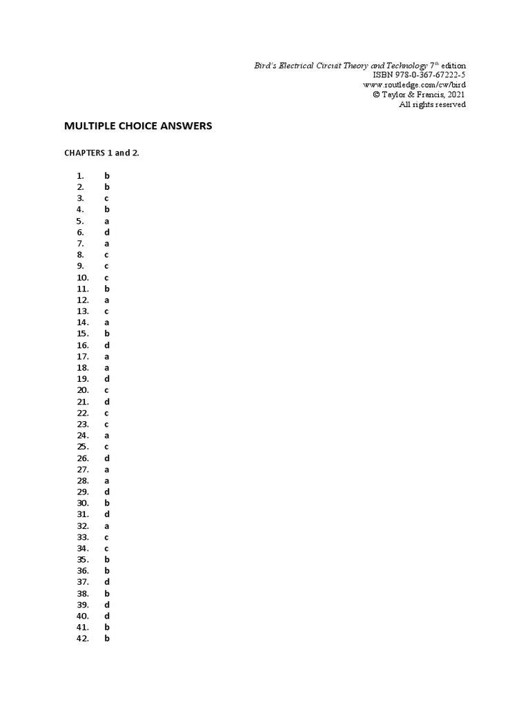 ECT&T 7th Ed Multi Choice Answers | PDF