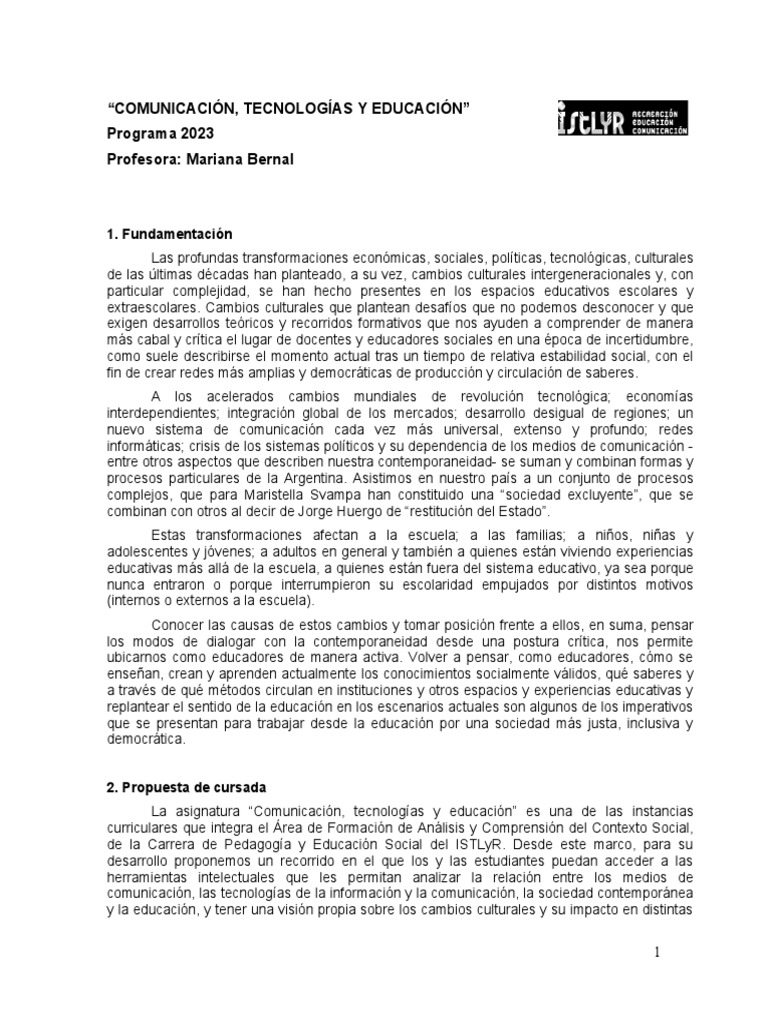 Programa - Com - Tec - y - Educ - 2023 (1) - 1 | PDF