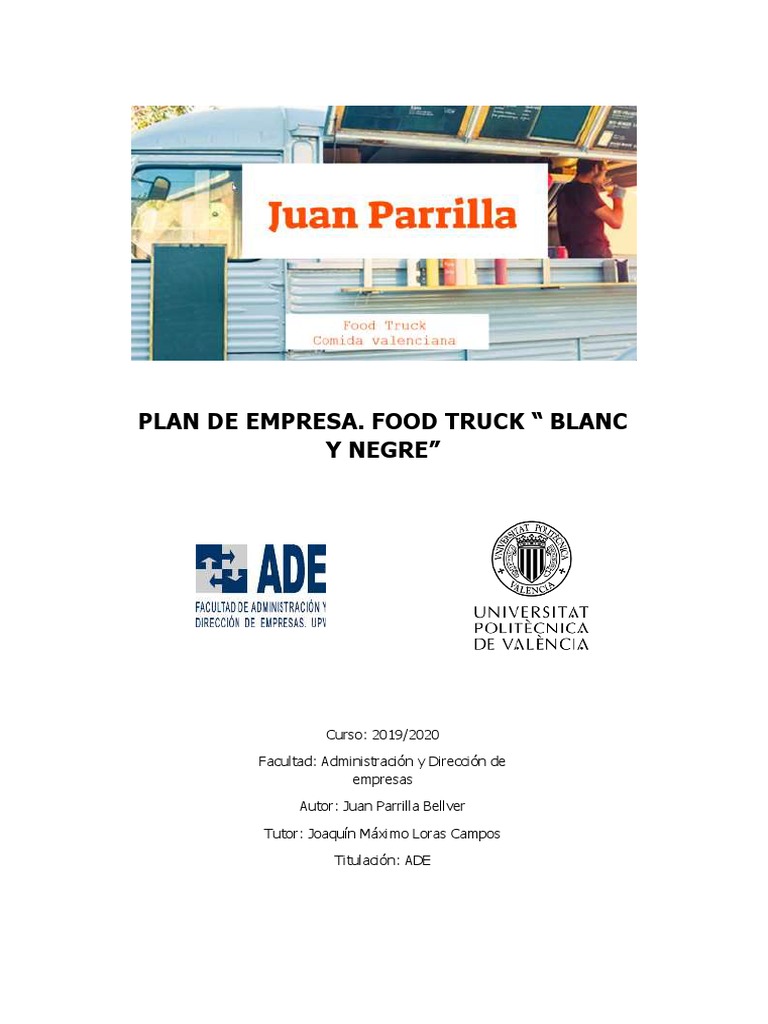 Parrilla - Plan de Empresa. Food Truck Blanc y Negre | PDF