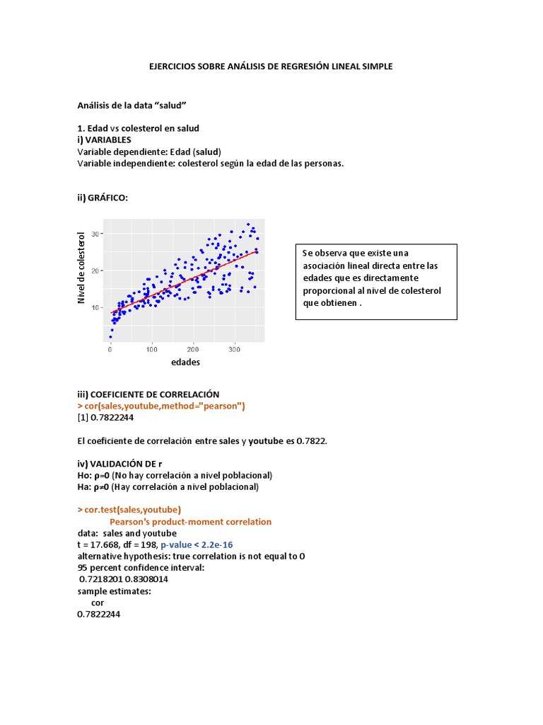 EJERCICIOS SOBRE ANÁLISIS DE REGRESIÓN LINEAL SIMPLE DD | PDF | Análisis de regresión | Econometría