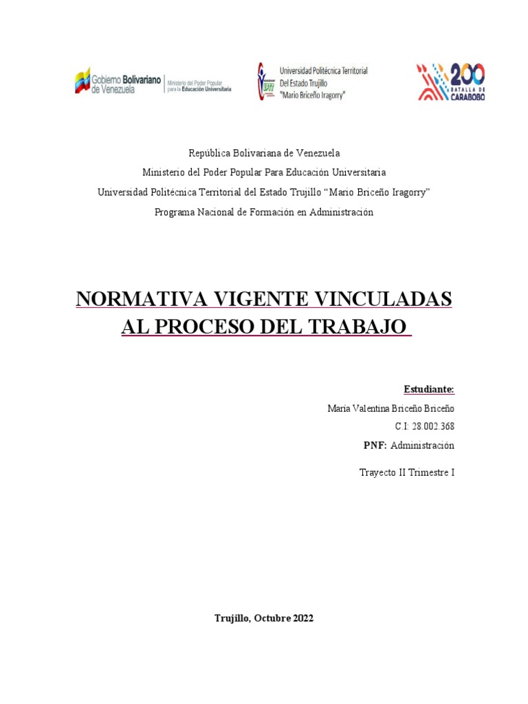 Normativa Vigente Vinculadas Al Proceso Del Trabajo | PDF | Derecho ...