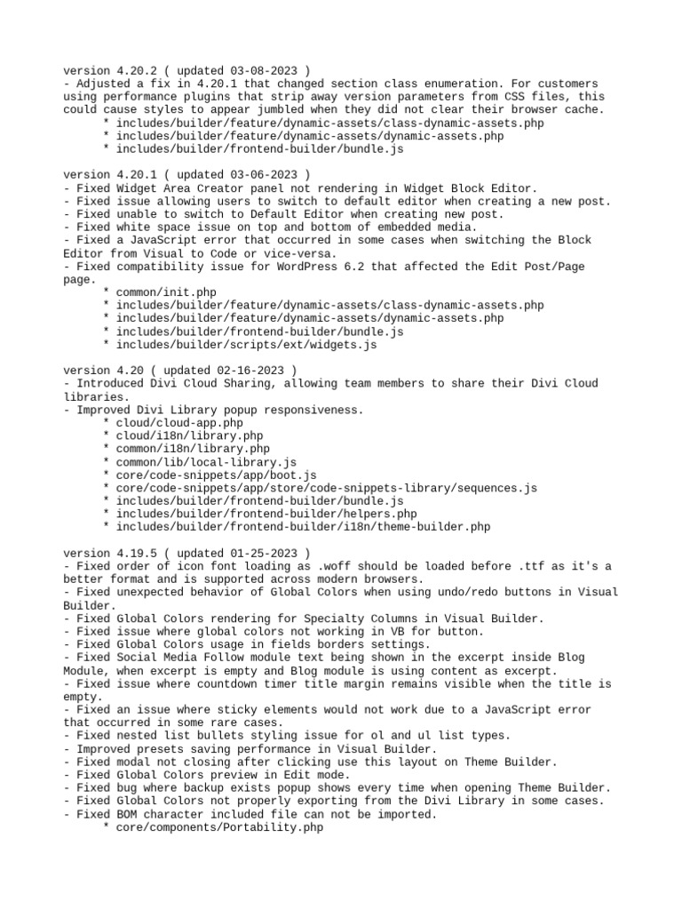 Changelog | PDF | Html Element | Php