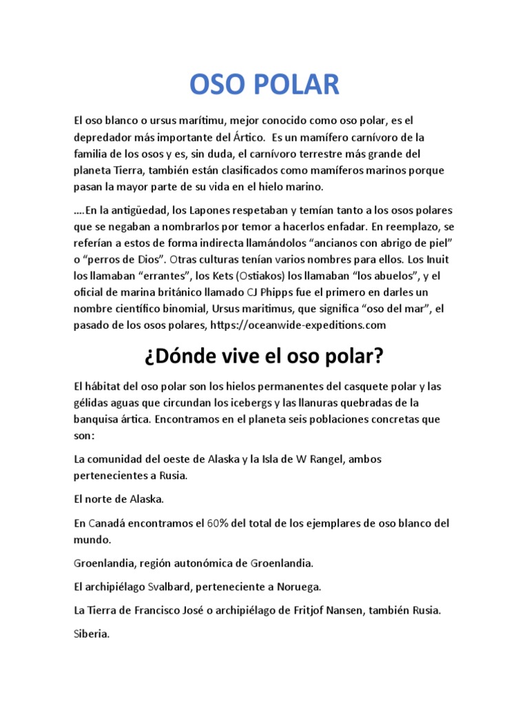 Oso Polar | PDF | Oso polar | Osos