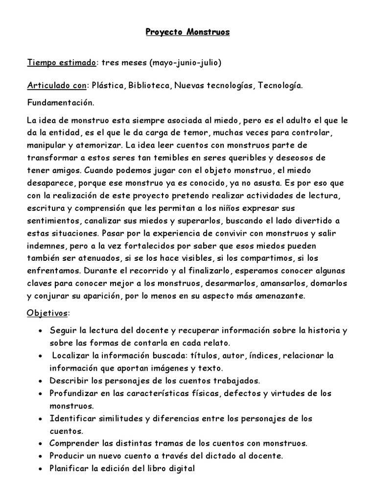 Proyecto Monstruos | PDF