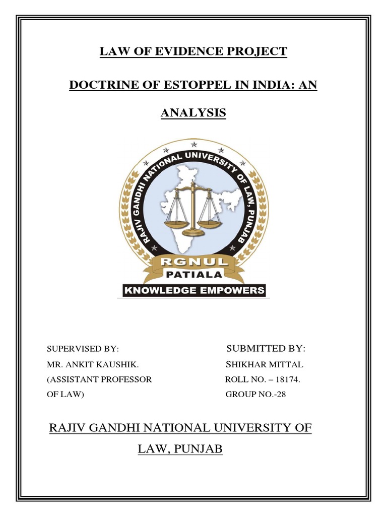 Law of Evidence Project - 18174 | PDF | Estoppel | Judiciaries