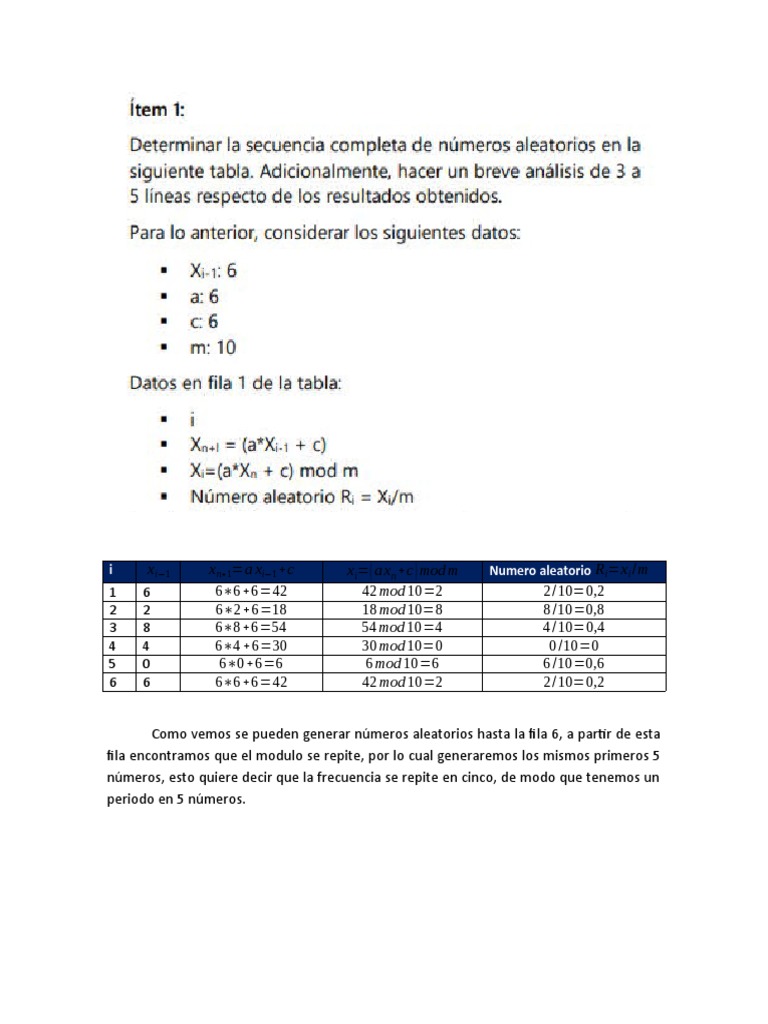 Análisis de un generador de números aleatorios y su periodo a través de ...