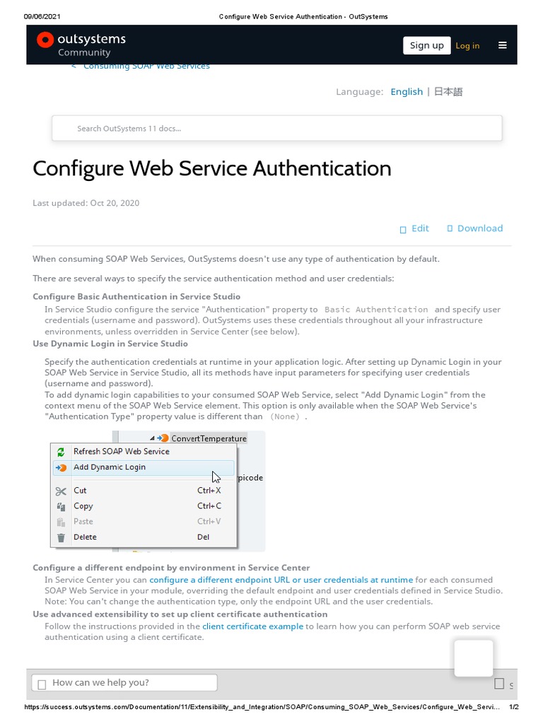 Configure Web Service Authentication - OutSystems | PDF | World Wide Web | Internet & Web